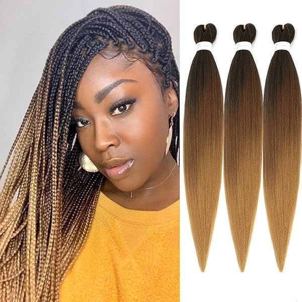 Ombre Pre Stretched Braiding Hair Packs 28 Inch Long