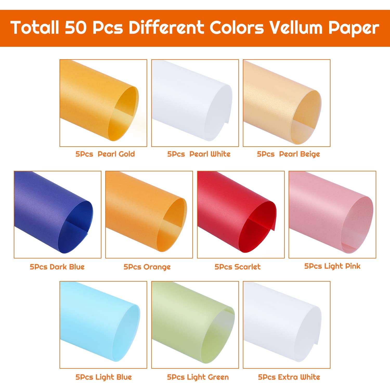 Mua Colored Vellum Paper, Shynek 50 Sheets 10 Colors Transparent Vellum ...
