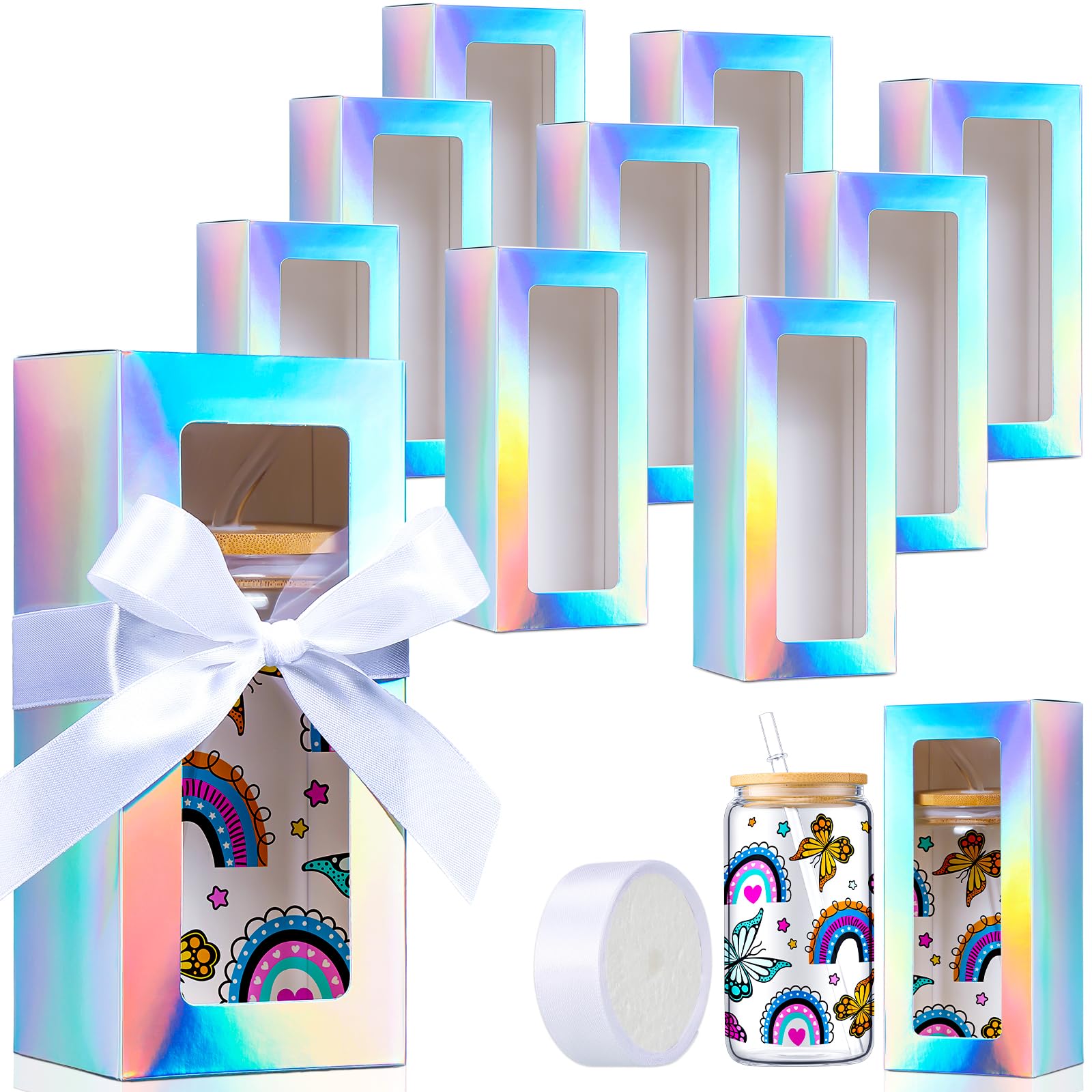 Honoson 24 Pcs Gift Boxes with Ribbon for Sublimation Glass Exhibition ...