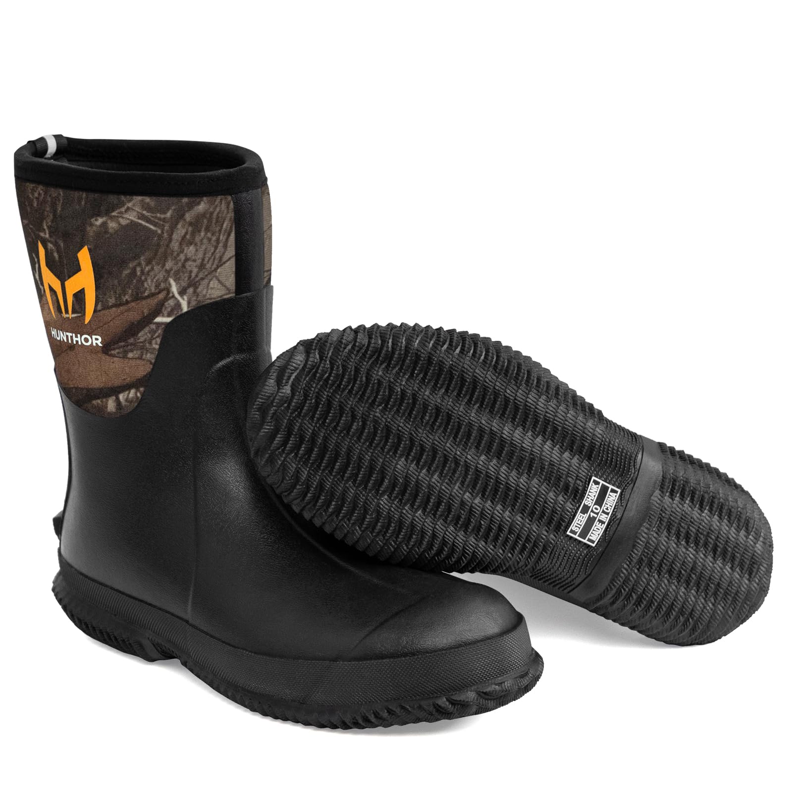 Hunthor Rubber Boots for Men with Steel Shank, 6mm Neoprene Insulated ...