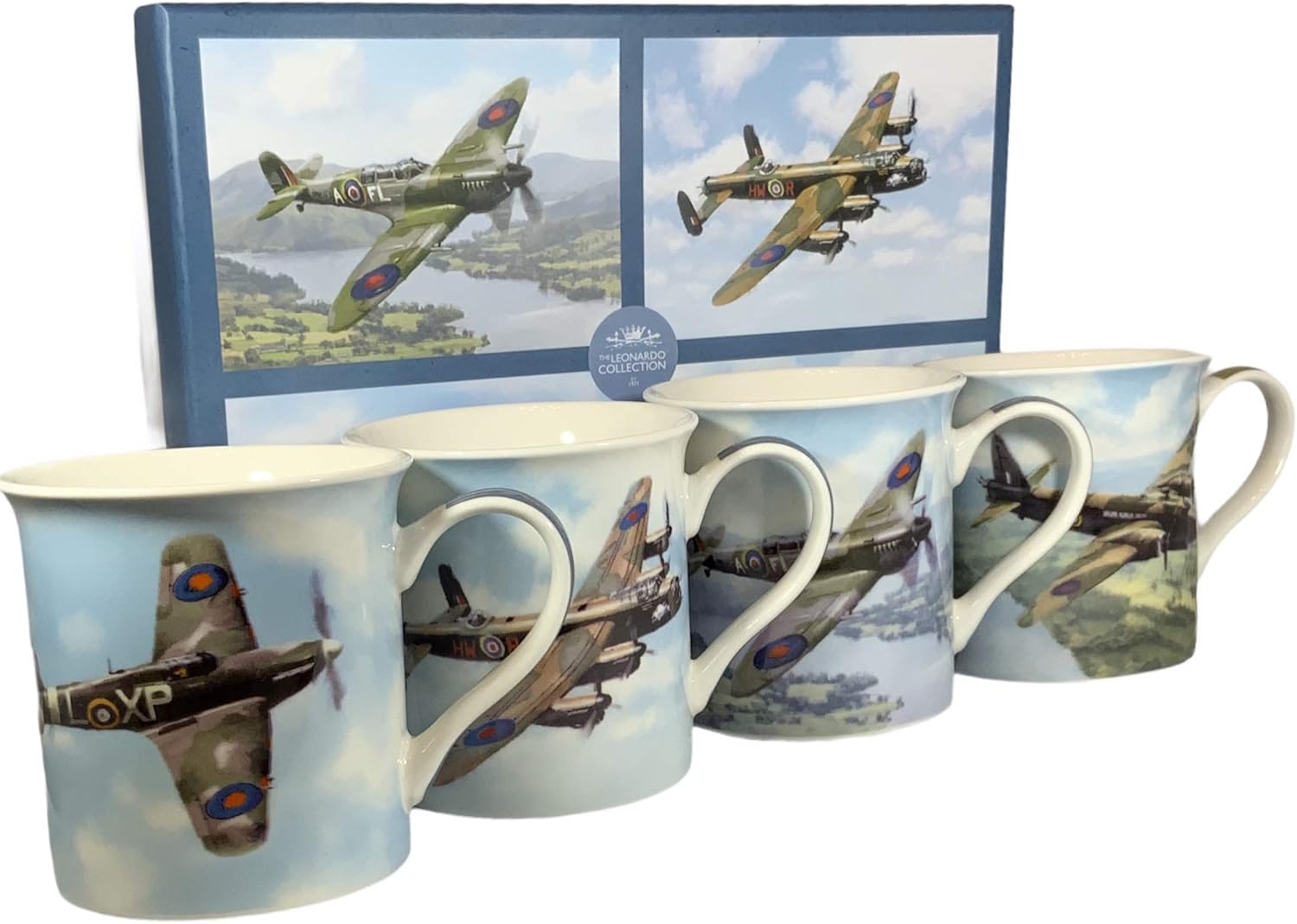 Classic Plane Set of 4 Bone China Mugs RAF Battle of Britain Planes ...
