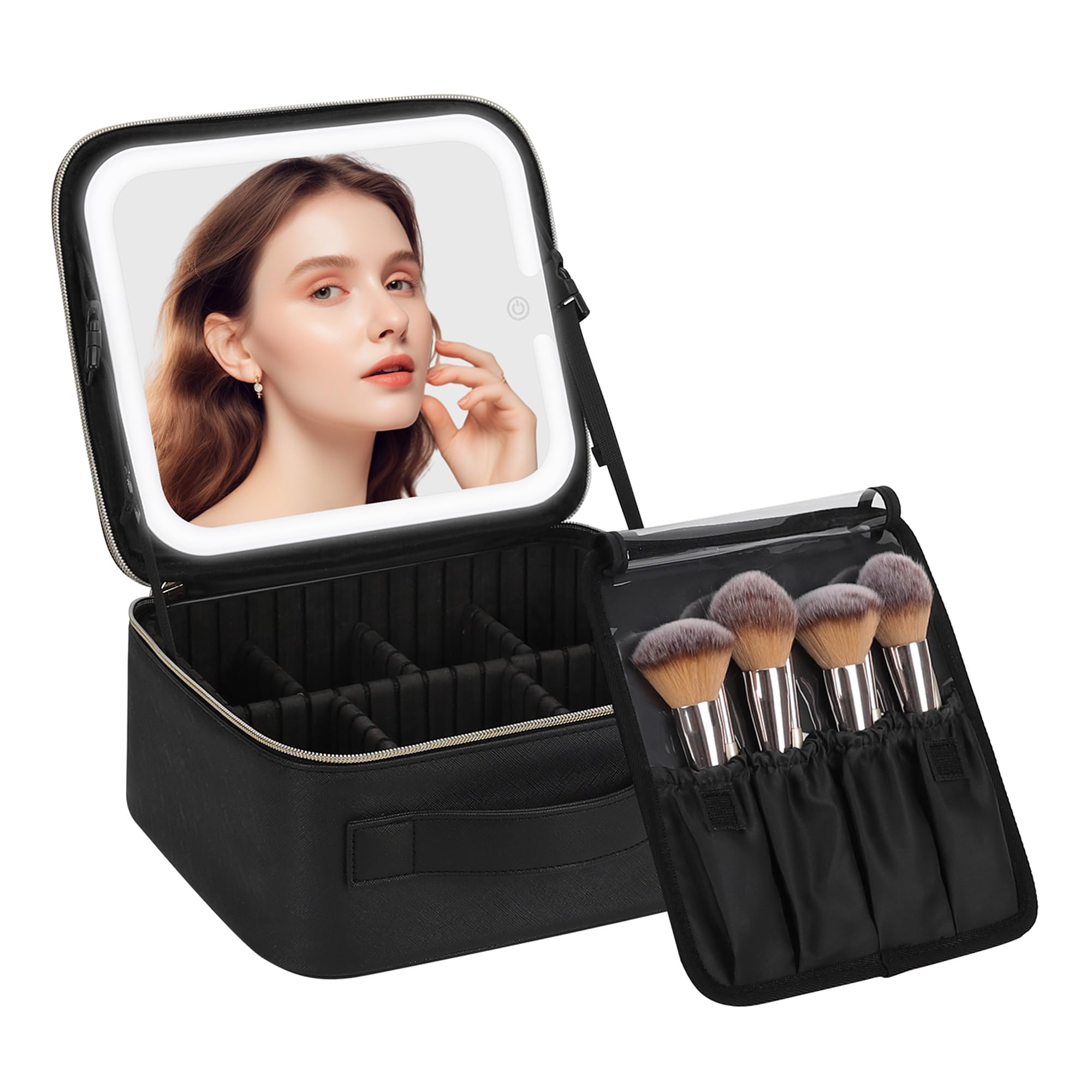 Chomeiu Makeup Bag with LED Mirror, Travel Makeup Case for Women and ...