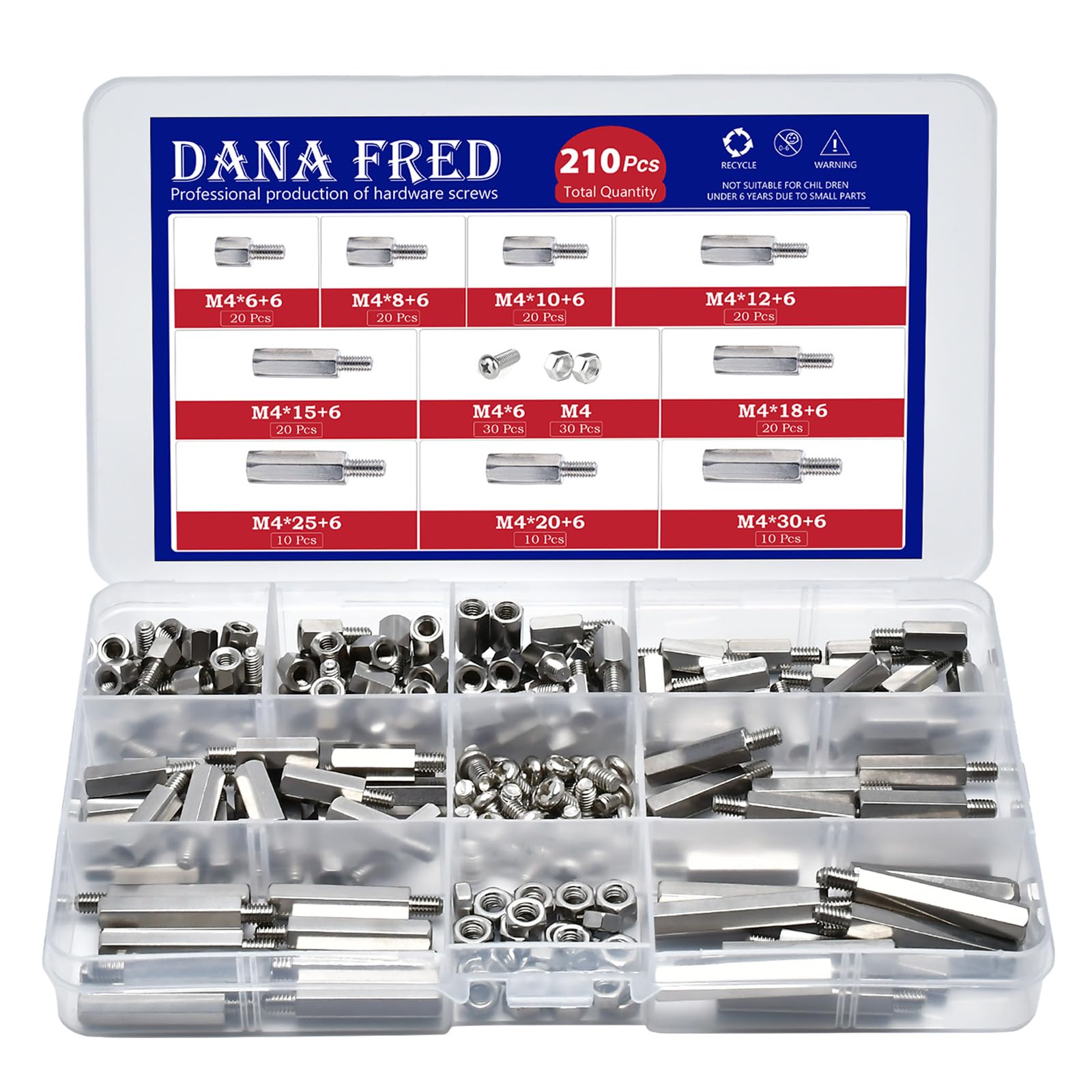 210 Pieces Hex Standoff Spacers M4 Carbon Steel Male Female Metric ...