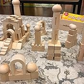 Amazon.com: Natural Wooden Blocks for Kids - Wood Castle Building ...