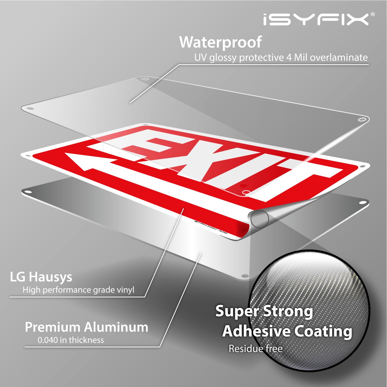 ISYFIX Exit Signs 12 Pack 10x7 Inch With Directional Left Arrows - Rust ...