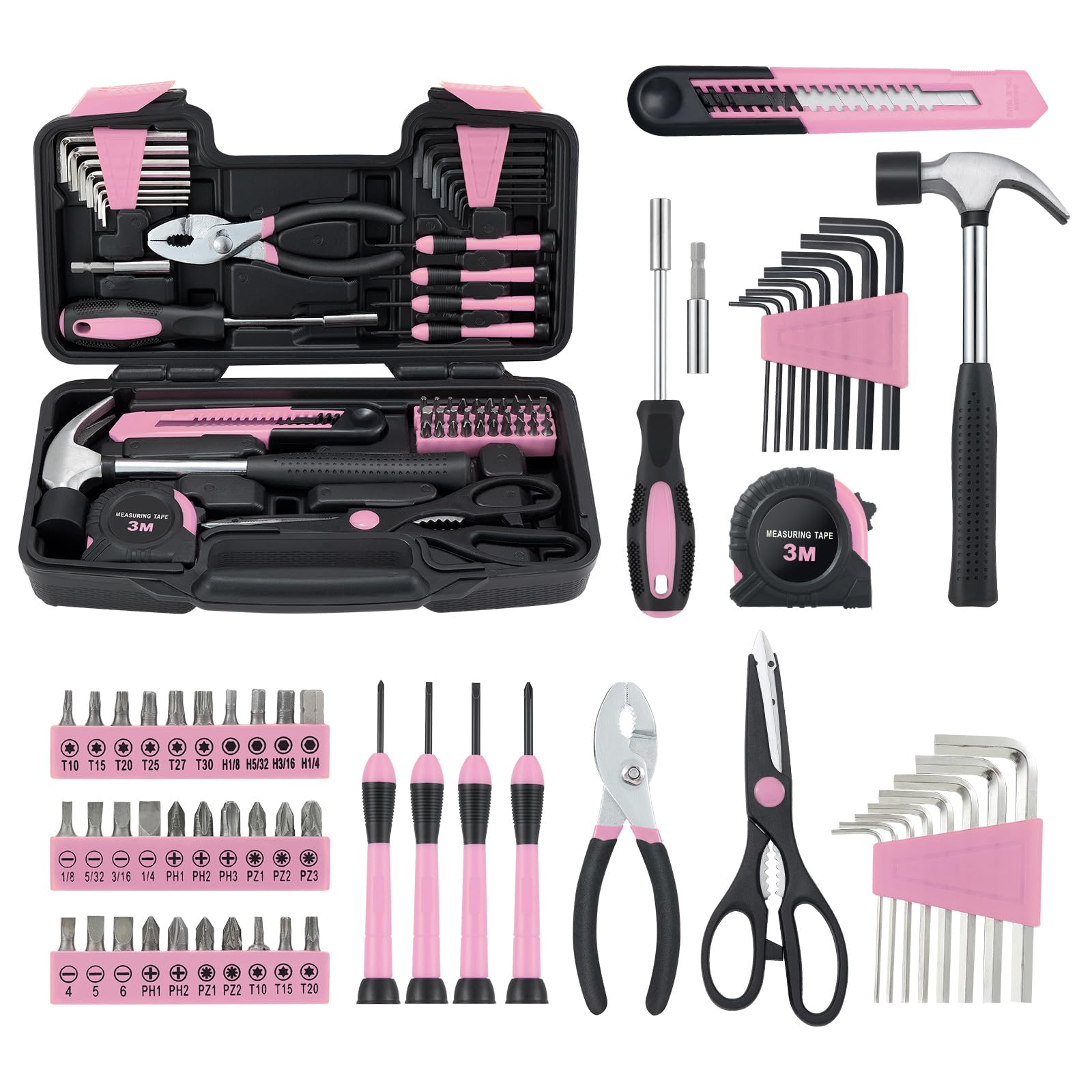 MARTCOLOR 58 Piece Household Tool Set, General Household Hand Tool Kit ...