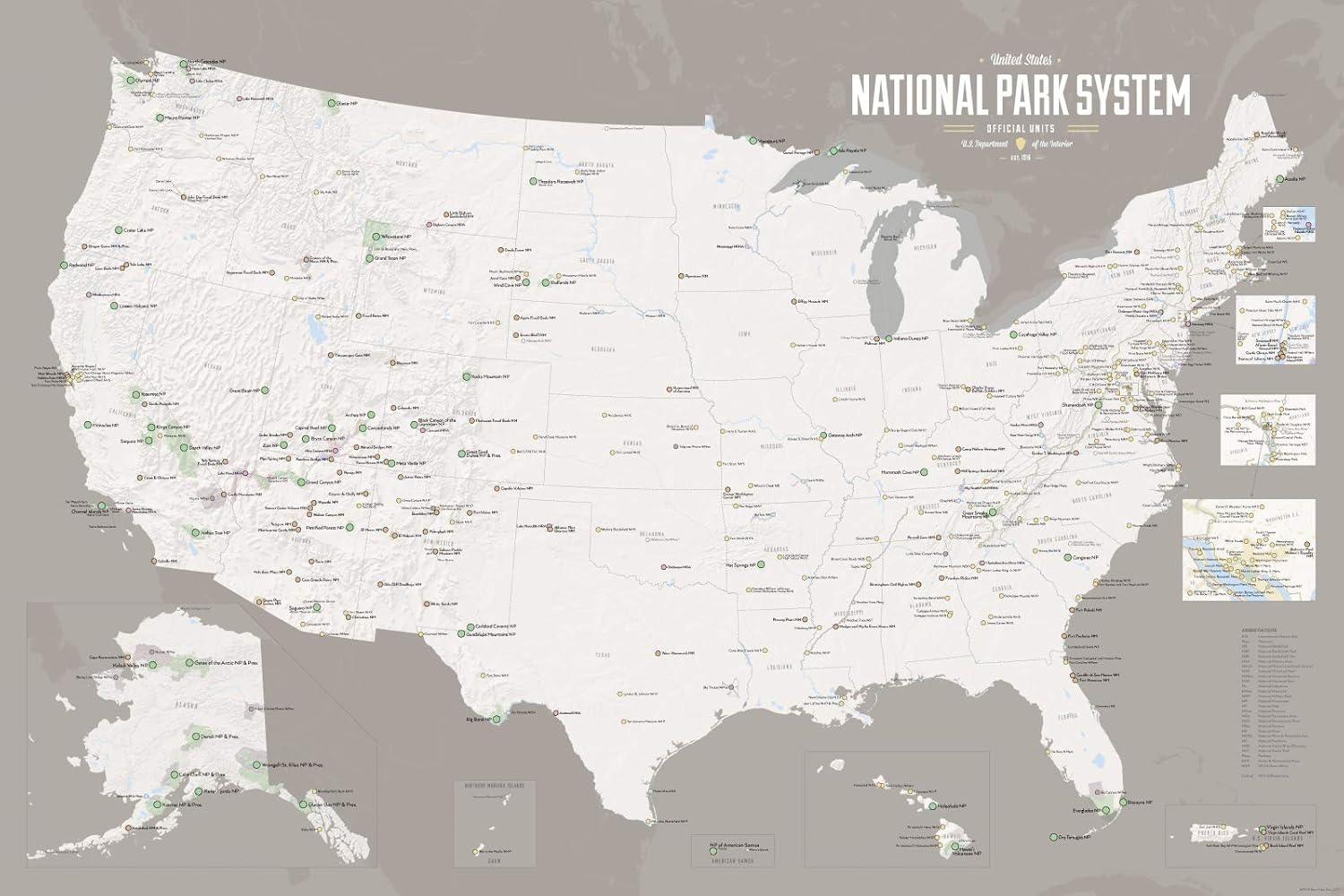 Amazon.com: Best Maps Ever National Park System Units Map 24x36 Poster ...