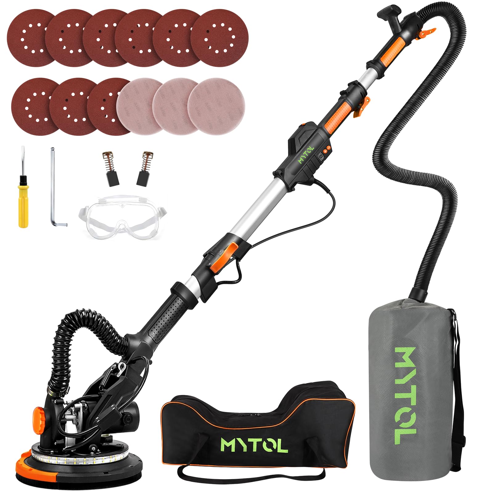 MYTOL Electric Drywall Sander with Vacuum Dust Collection, Variable ...