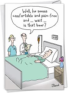 NobleWorks - Funny Get Well Soon Card with Envelope - Cartoon Humor ...