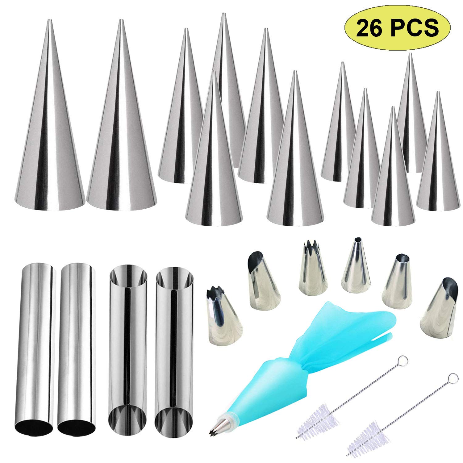 Woohome 26 Stück Cannoli Backform Set, Backen Edelstahl Rolle Horn ...