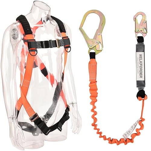 WELKFORDER 1 D-Ring Industrial Fall Protection Safety Harness Kit With ...