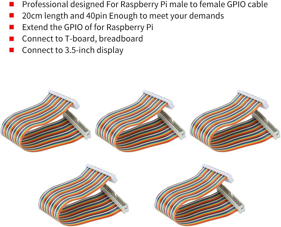 T opiky 5Pcs GPIO Cable for Raspberry Pi Male to Female 40pin Ribbon ...