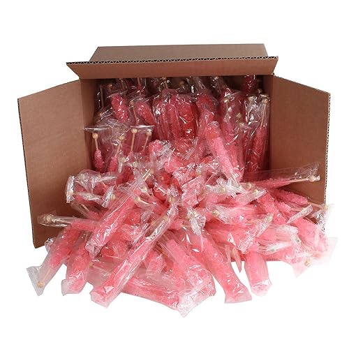 Extra Large Rock Candy Sticks: 144 Pink Cherry Lollipop - Individually ...