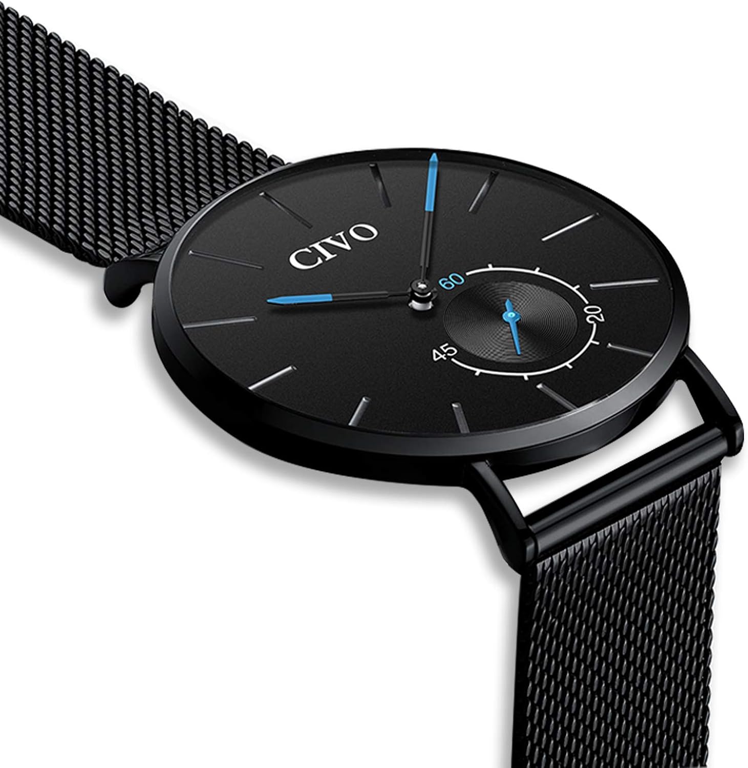 CIVO Mens Watch Black Ultra Thin Minimalist Fashion Waterproof Wrist ...
