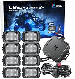 Amazon.com: MICTUNING C2 Curved RGBW LED Rock Lights - 8 Pods Underglow Multicolor Neon Light ...