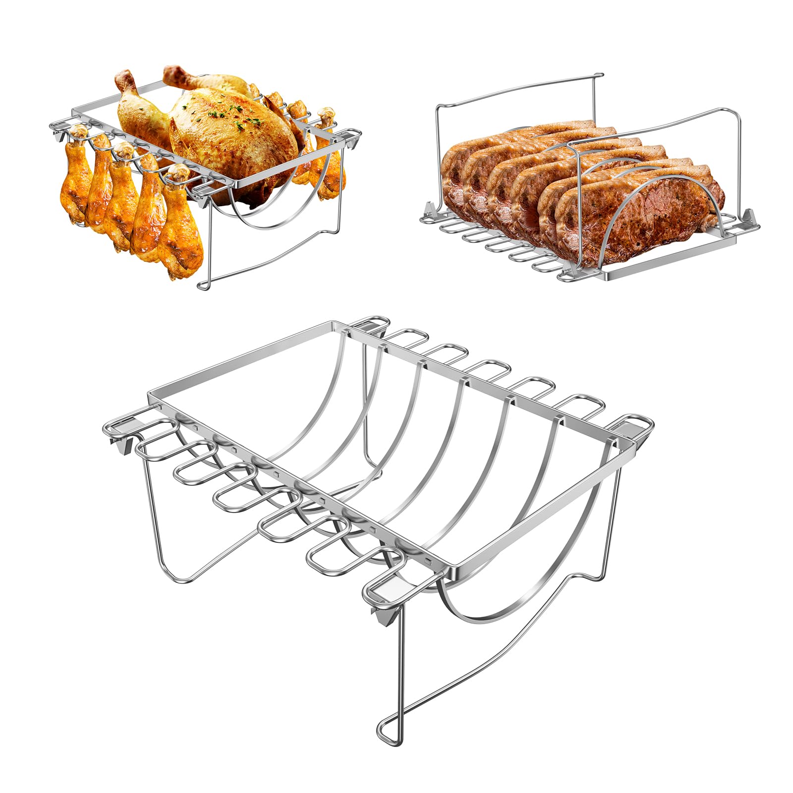 Mua BMMXBI Foldable 3-in-1 Chicken Leg Rib Rack for Grill, Oven, Holds 12 Chicken Leg Wing, 6 ...
