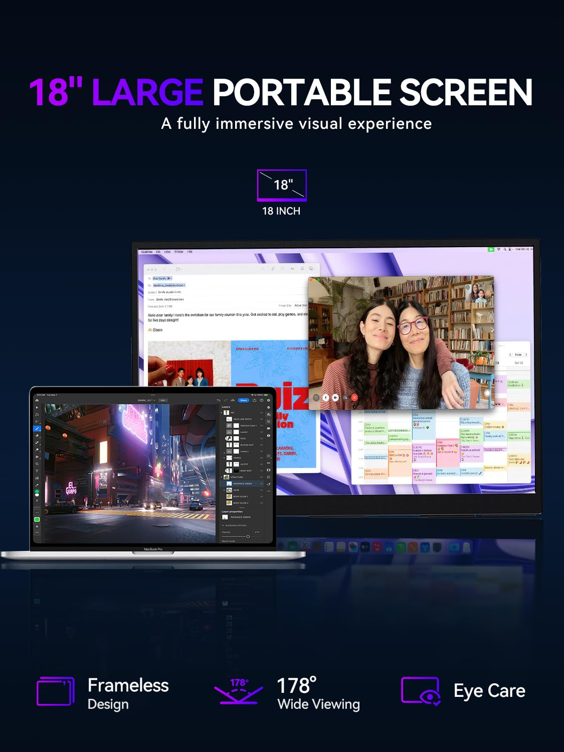 Mua Portable Monitor 18-inch 2K 144HZ 100% DCI-P3 500Nits w/VESA ...