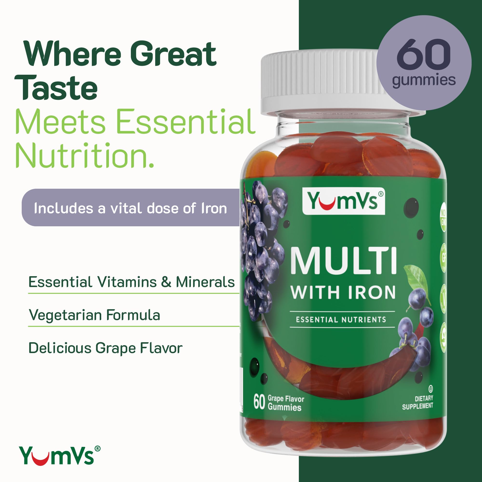Mua YUM-V'S Iron Gummies - Multivitamin Iron Supplement with Vitamin C ...