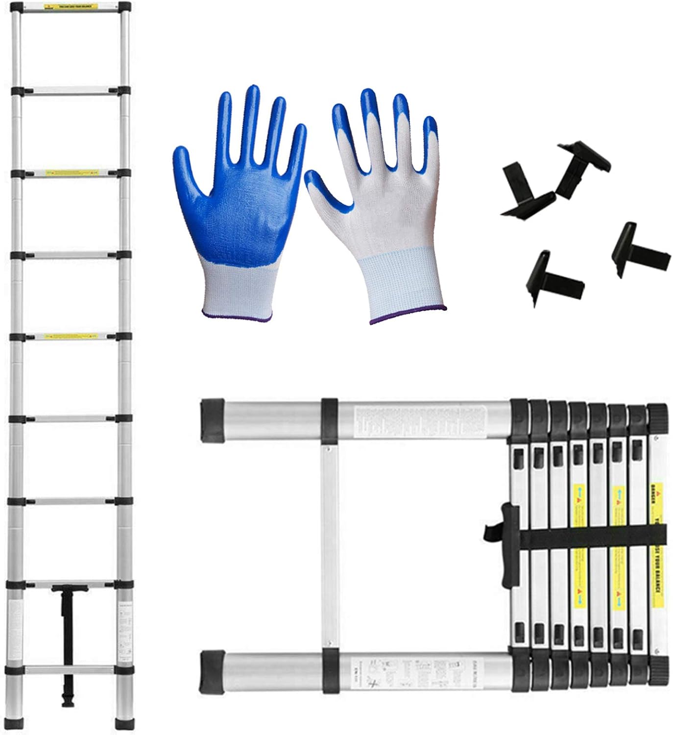 2.6M Telescopic Ladder, Aluminum Extension Foldable Telescopic Ladder ...