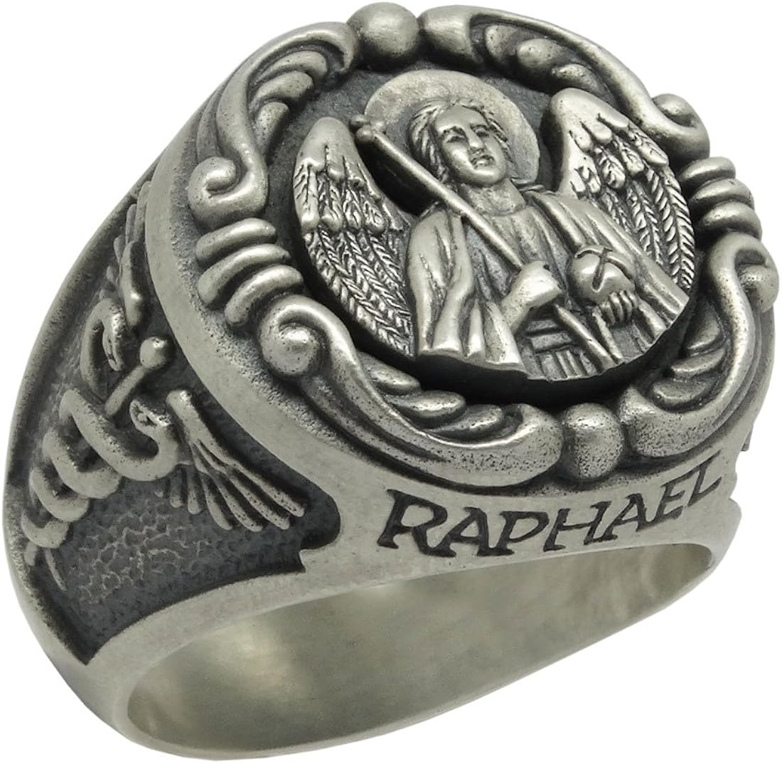Secretium Archange Saint Raphaël Bague de biker faite main en argent ...