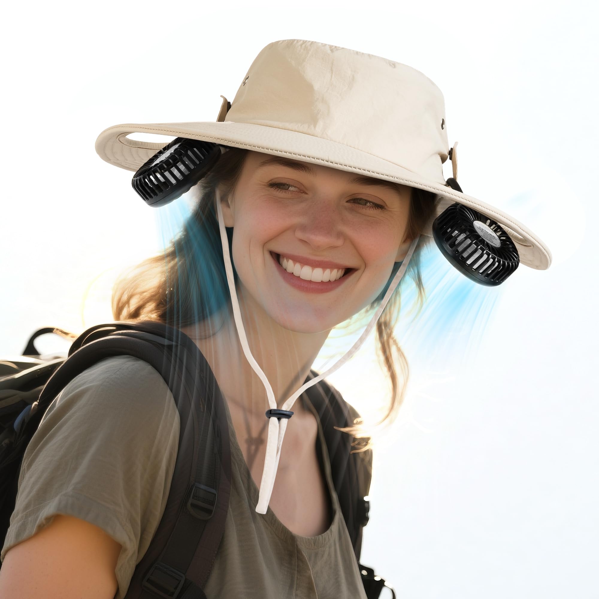 AMACOOL 2-in-1 Hands-free Hat Fan with Detachable Neck Fan, UPF 50 ...