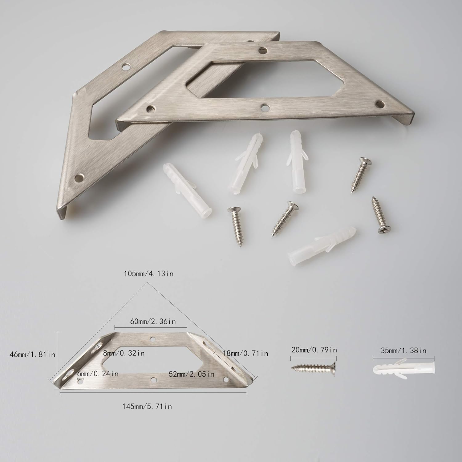 YEYIT 2Pack Stainless Steel Corner Brace Connectors,Triangular Flange ...