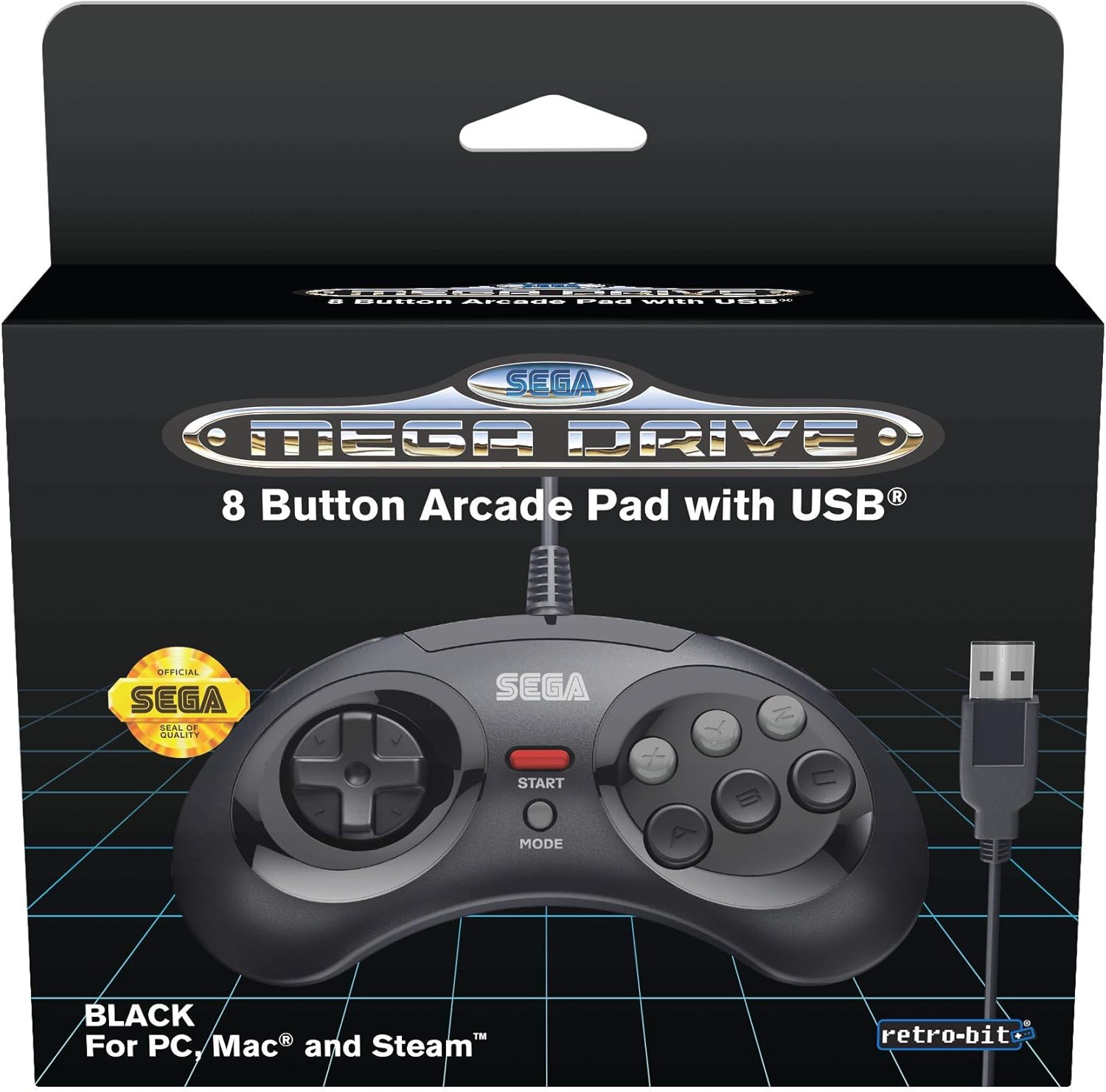 SEGA Mega Drive manette filaire USB 8 boutons - noire: Amazon.fr: Jeux ...