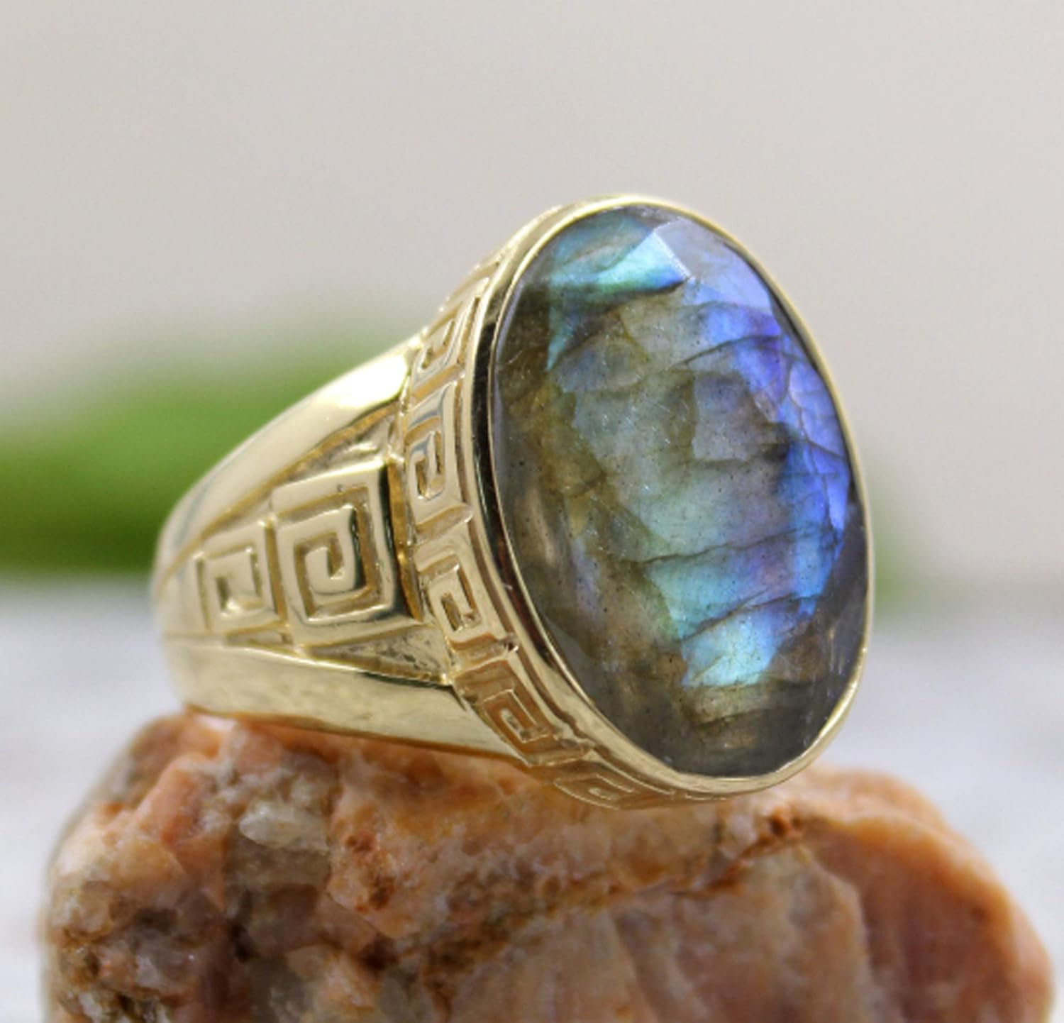 Amazon.com: Labradorite Men's Ring,Solid 925 Sterling Silver Jewelry ...
