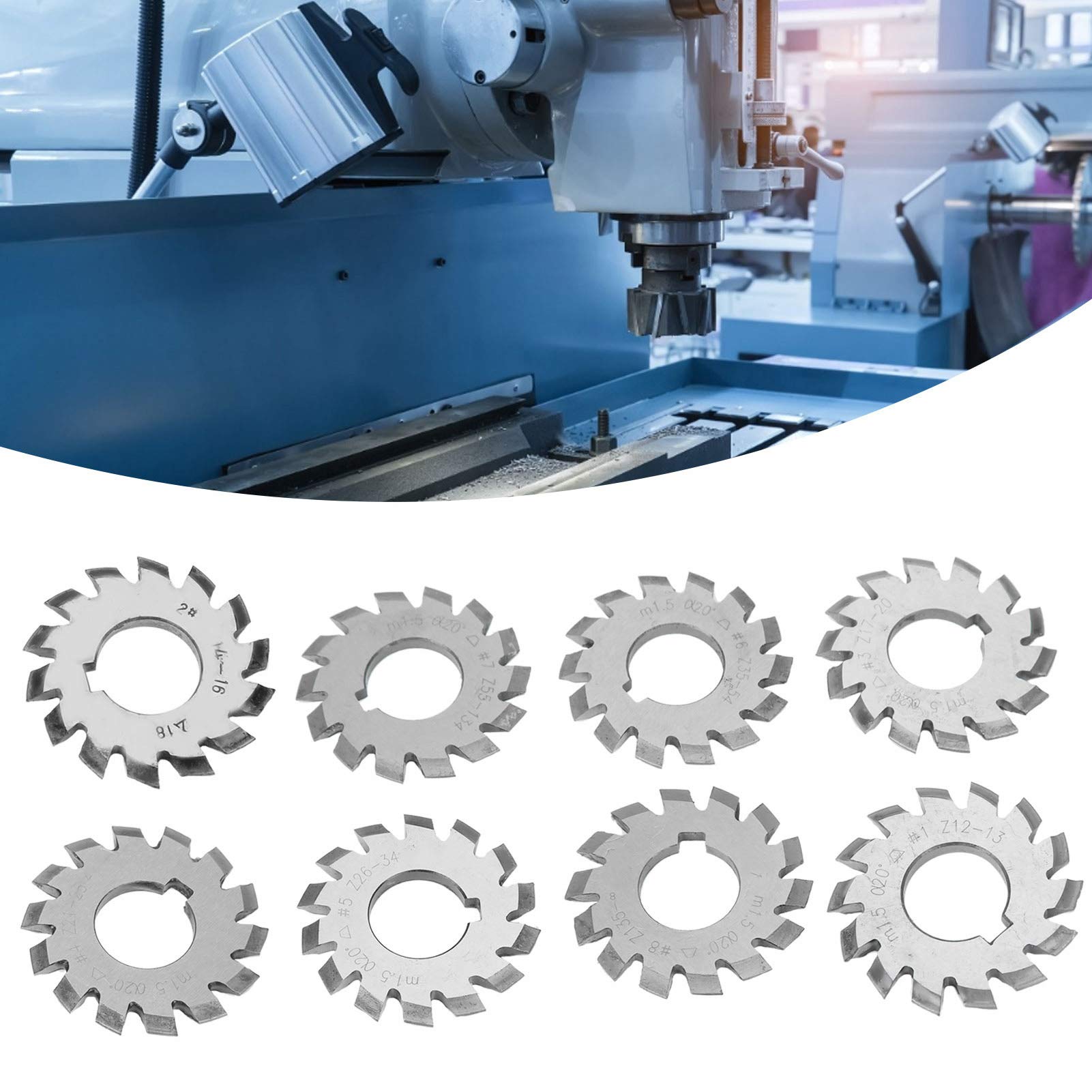 8Pcs Gear Cutter High Speed Steel Milling Cutter 20° Pressure Angle ...