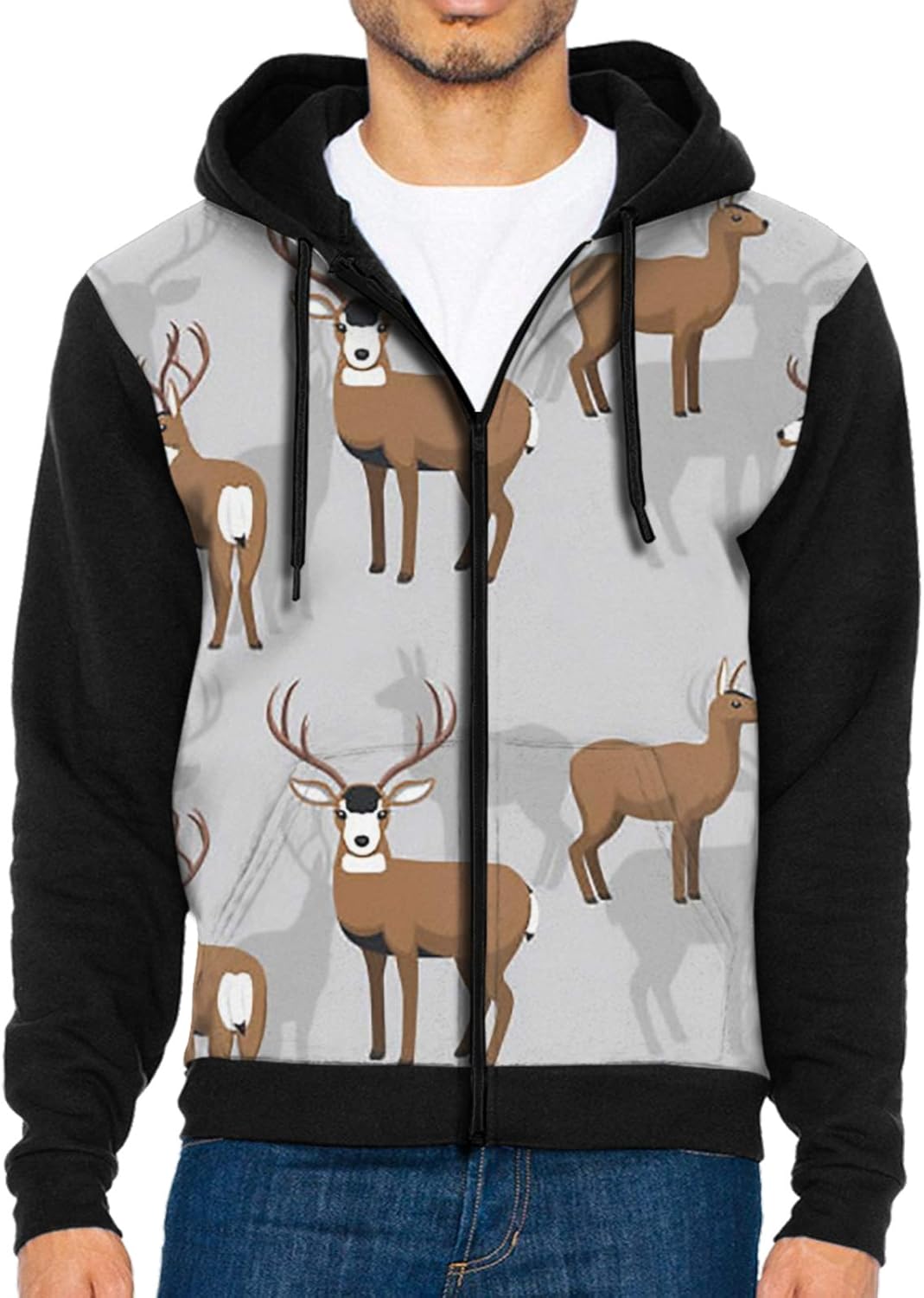 Deer Men'S Jacket Zip Hoodies Sweatshirts: Amazon.co.uk: Clothing