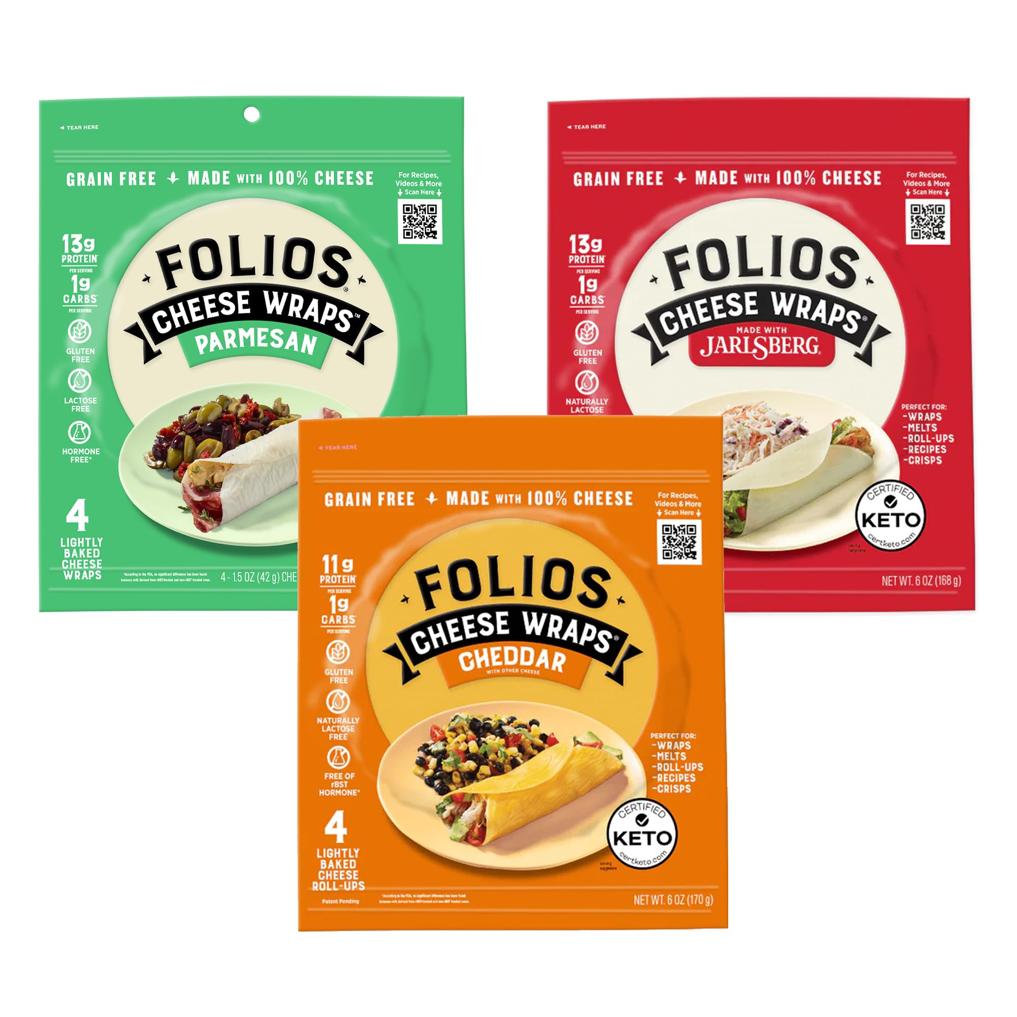 Mua Folios 100% All Natural Cheese Wraps | Parmesan, Cheddar and ...