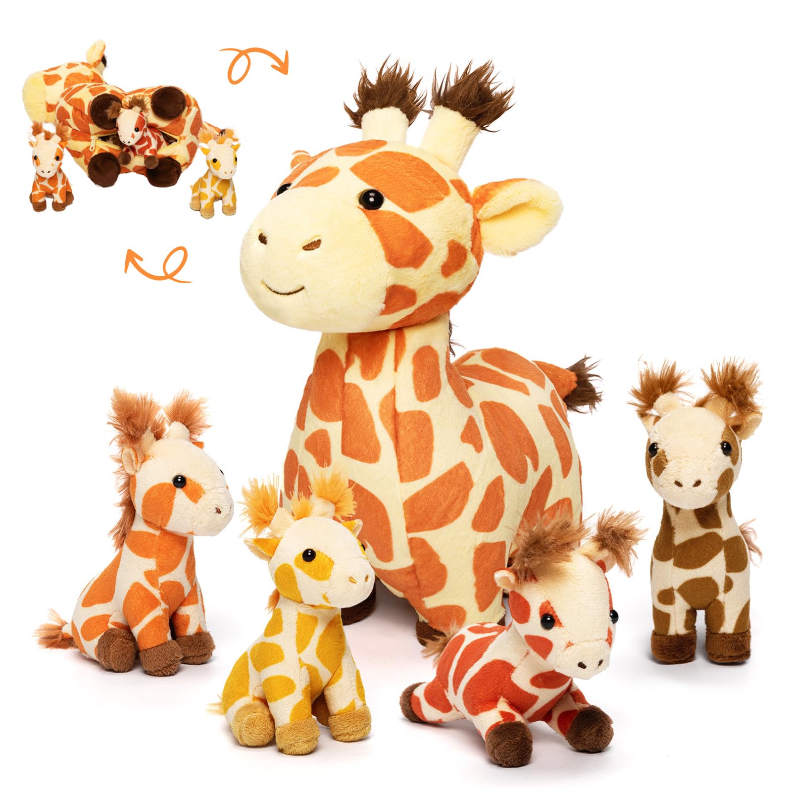OUOZZZ Giraffes Stuffed Animals with Babies Inside Plush Toys Set Mommy ...