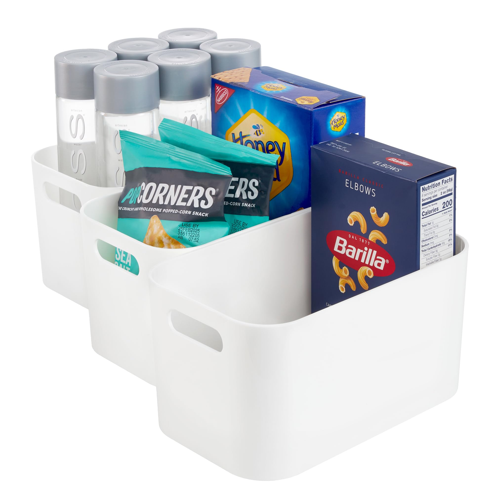 STORi Plastic Storage Bins, Set of 3 White Organizers, Pantry Storage ...