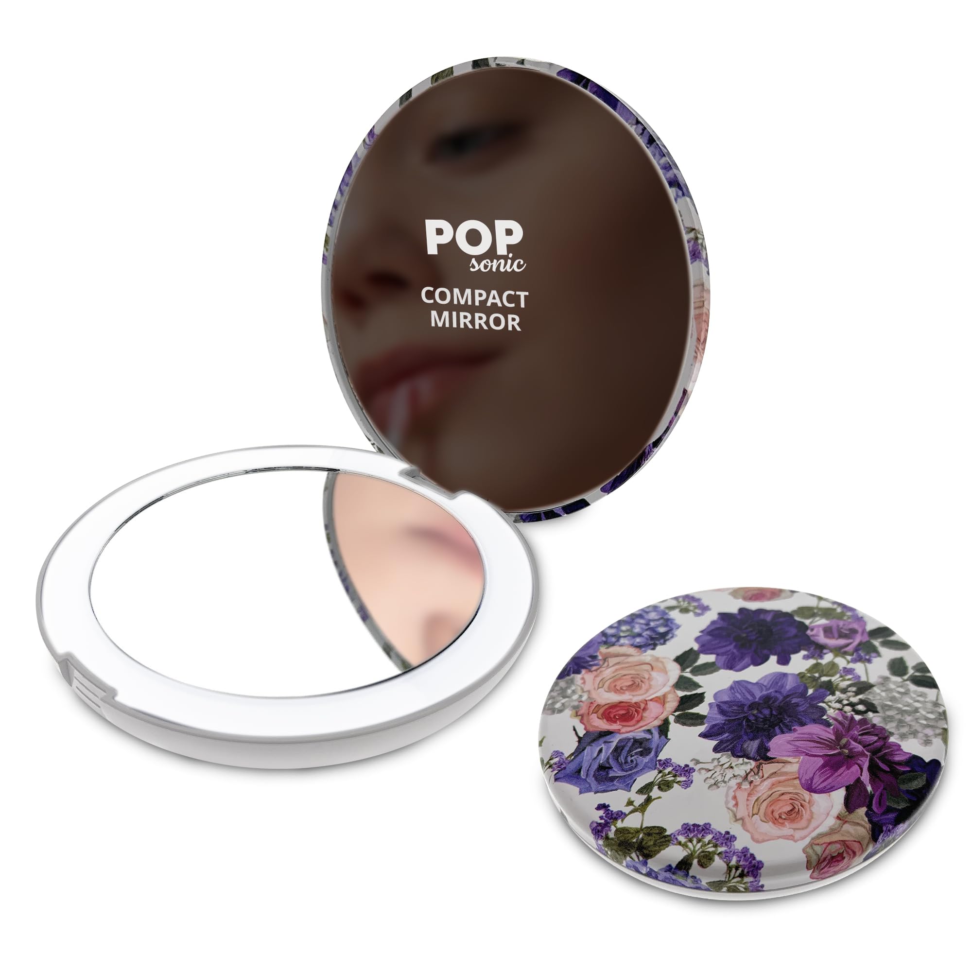 Circle LED Compact Mirror - Adjustable Brightness Light Up Travel ...