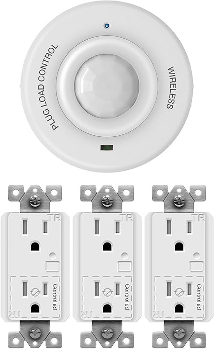 TOPGREENER Wireless PIR Ceiling Sensor and 3 Pack Plug Load Control 15A ...
