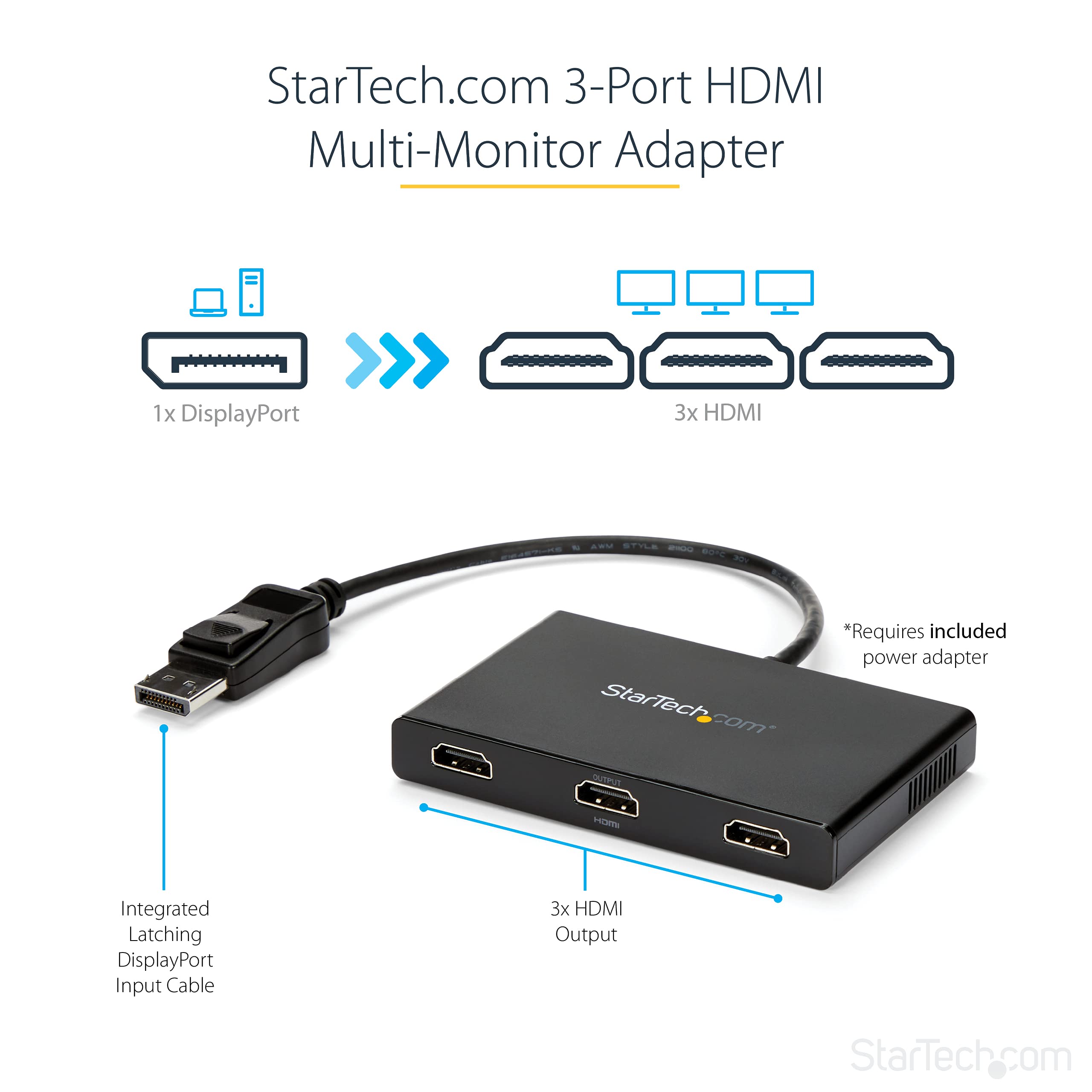 Mua StarTech.com 3-Port Multi Monitor Adapter - DisplayPort 1.2 to 3x HDMI MST Hub - Triple ...