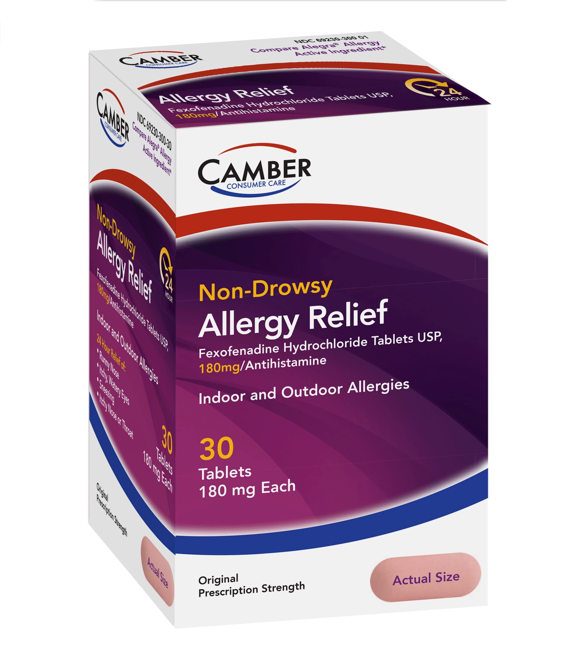 Camber Consumer Care Adult Non-Drowsy Antihistamine Tablets for 24-Hour ...