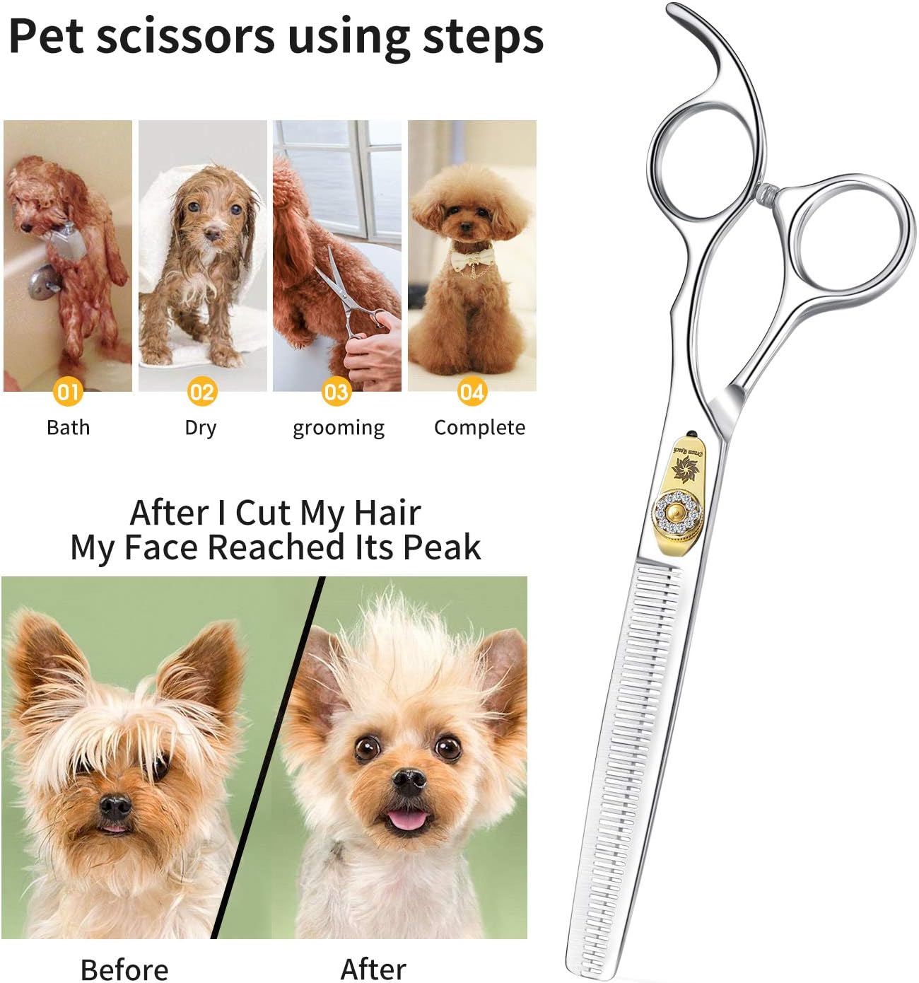 Dream Reach Professional 7″ Dog Grooming Scissors Thinning/Blending ...