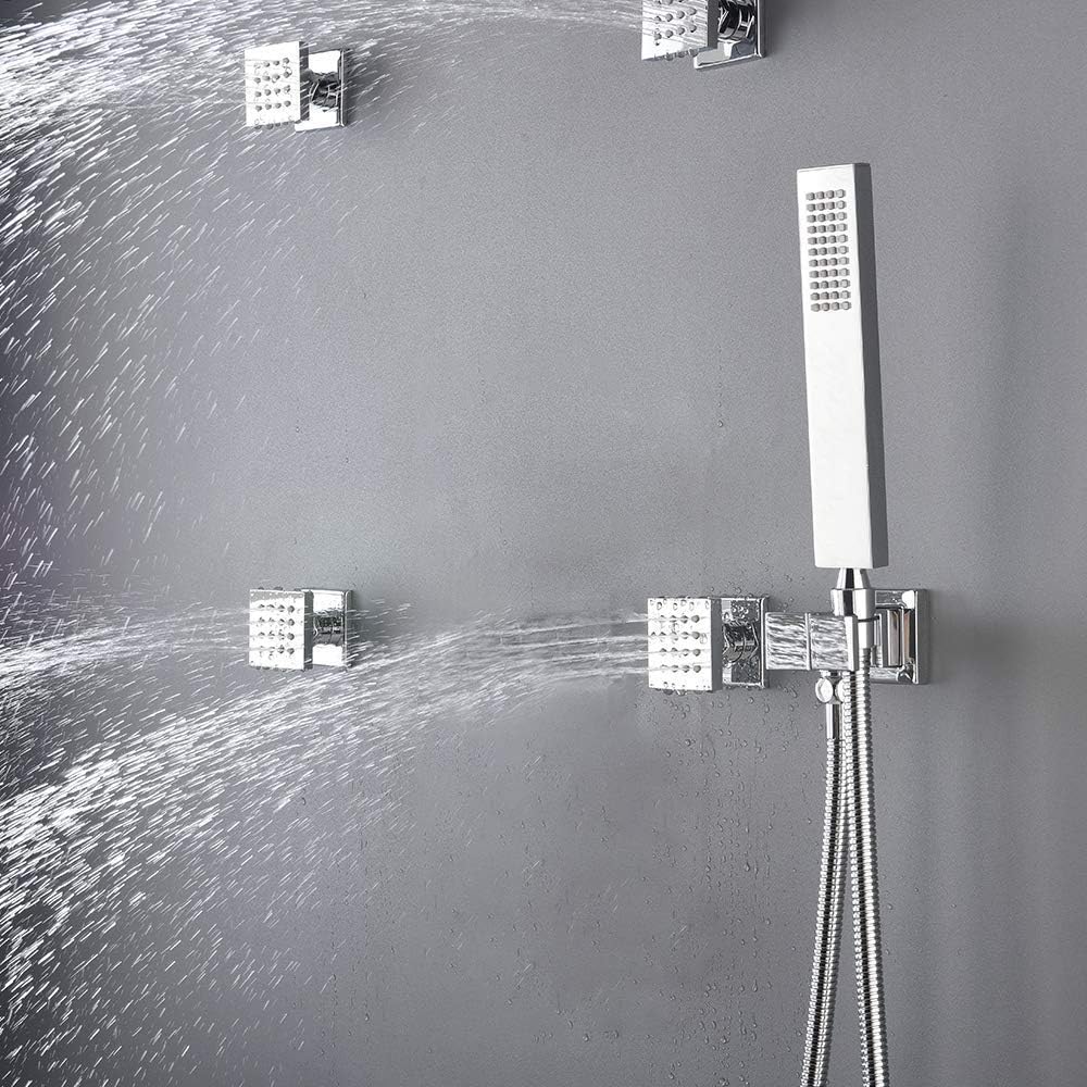 Bathroom Shower System Delnet Luxury 12-inch Rainfall Showerhead with ...