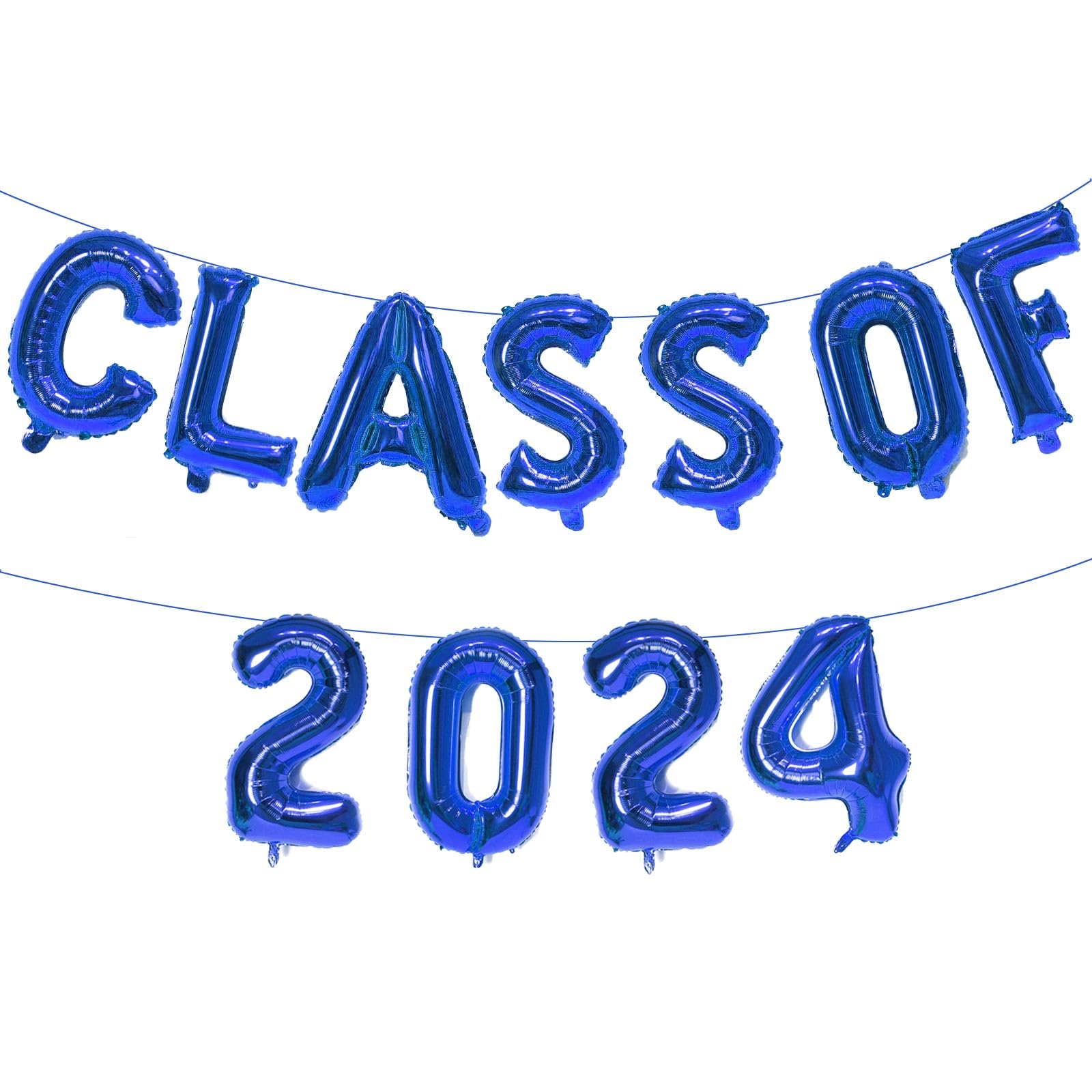 KALOR 16 Inch Dark Blue Class of 2024 Banner Balloons, Dark Blue ...