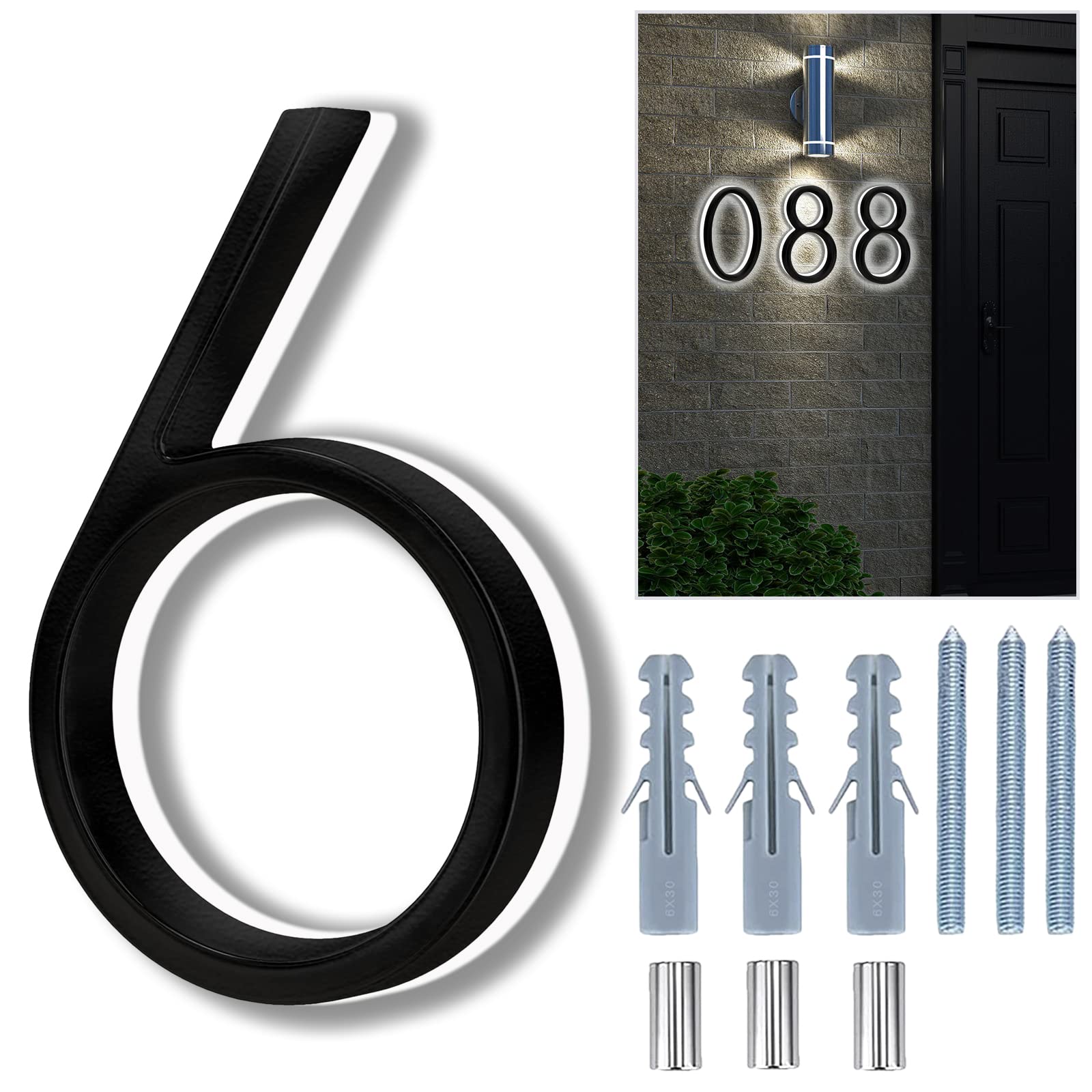 Backlit LED Home Address Numbers, 8 Inch House Numbers, Lighted House ...