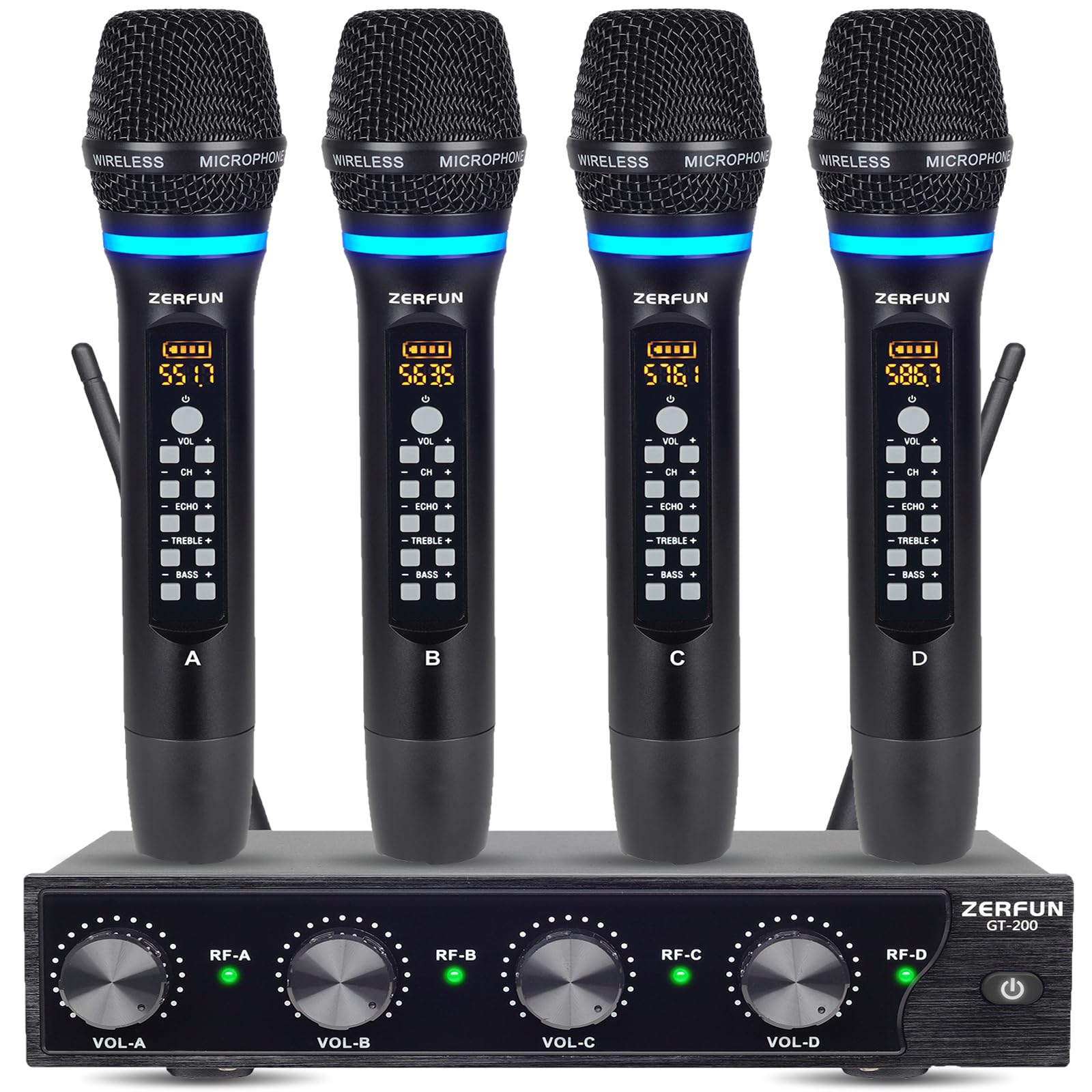 Mua 4 Channel Rechargeable Wireless Microphone System, Pro UHF Metal ...