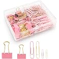 AllKiss Pink Paper Clip and Binder Clip Set, 165 Pcs, Plastic, 0.75, 1 ...