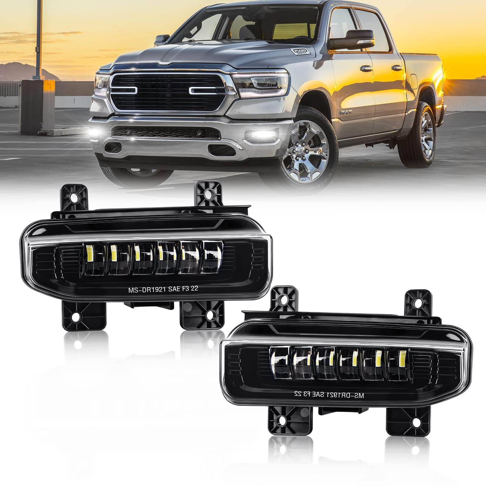 OPP ULITE Ram Led Fog Lights for Dodge Ram 1500 2019-2021, 2019-2022 ...