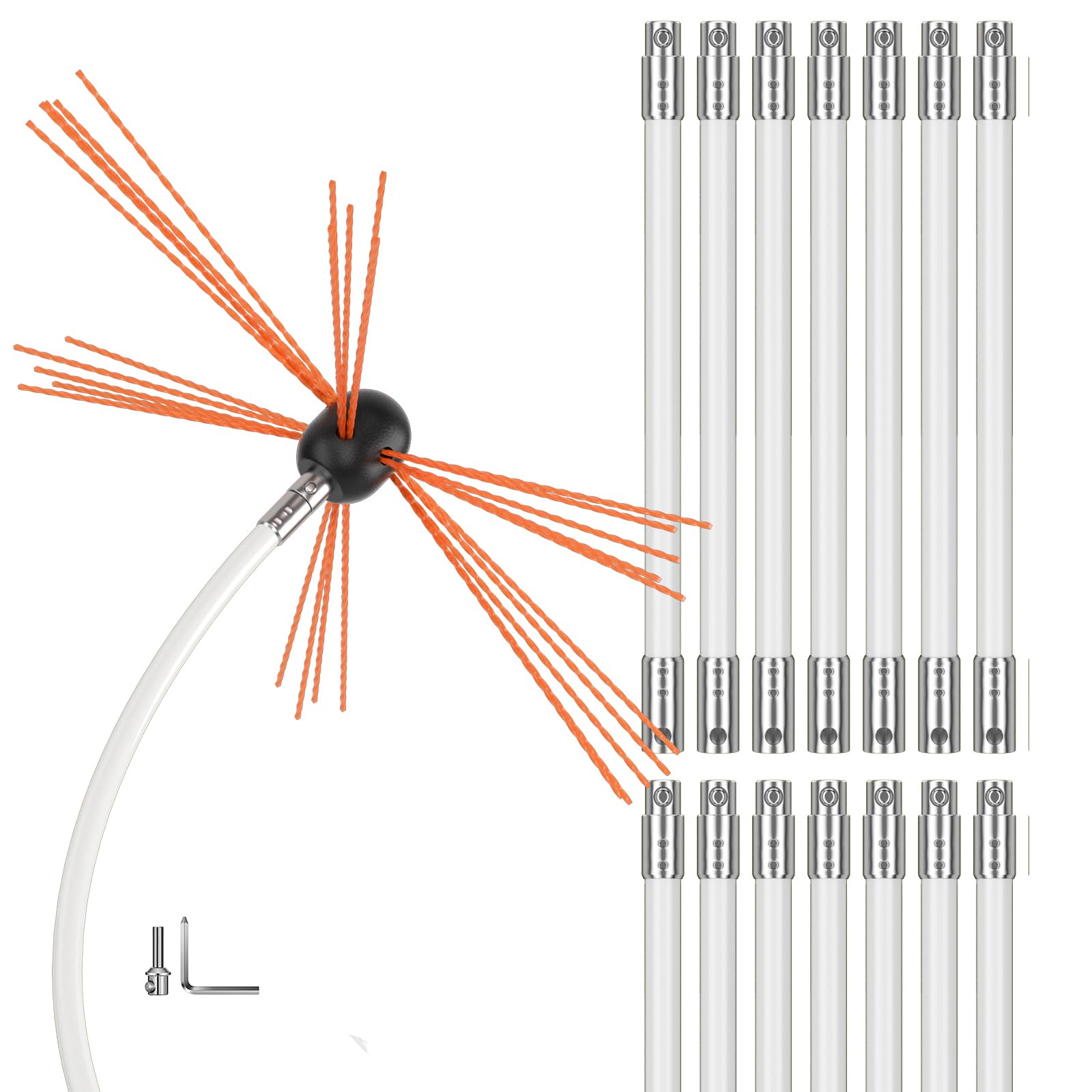 NEAGLORY 20 Ft Chimney Sweep Kit Chimney Brush with Nylon Flexible Rods ...