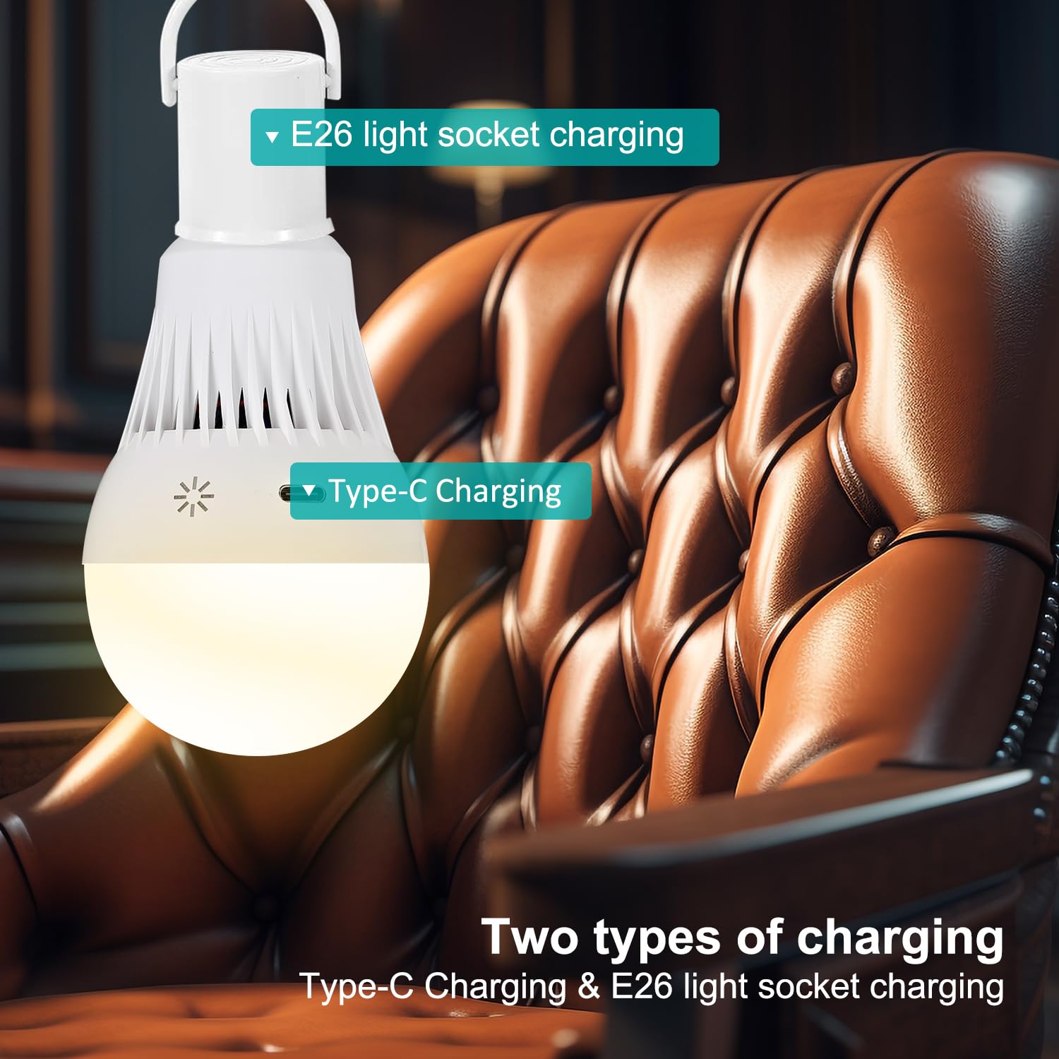 Ankudia Rechargeable Emergency Light Bulb, 2600mAh Battery Backup for ...