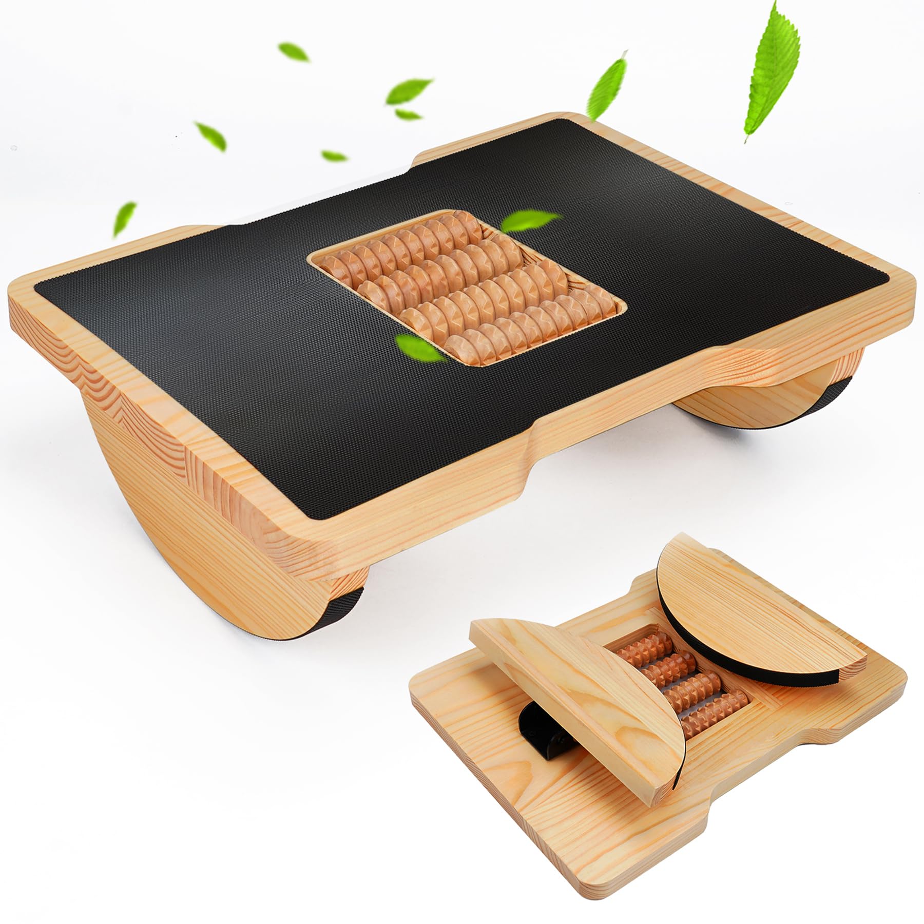 Wood Foot Rest for Under Desk at Work, Ergonomic Foldable Footrest with ...