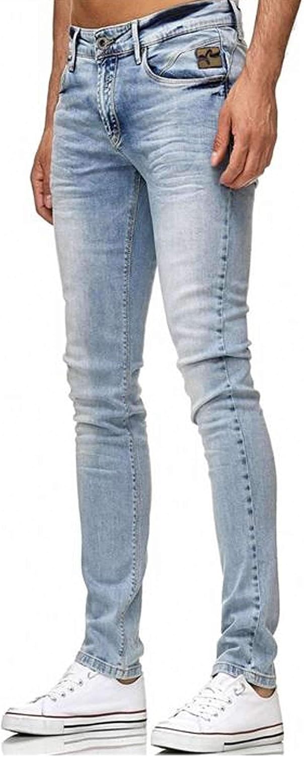 Jean Slim Bleu Clair Effet délavé pour Homme: Amazon.fr: Vêtements et ...