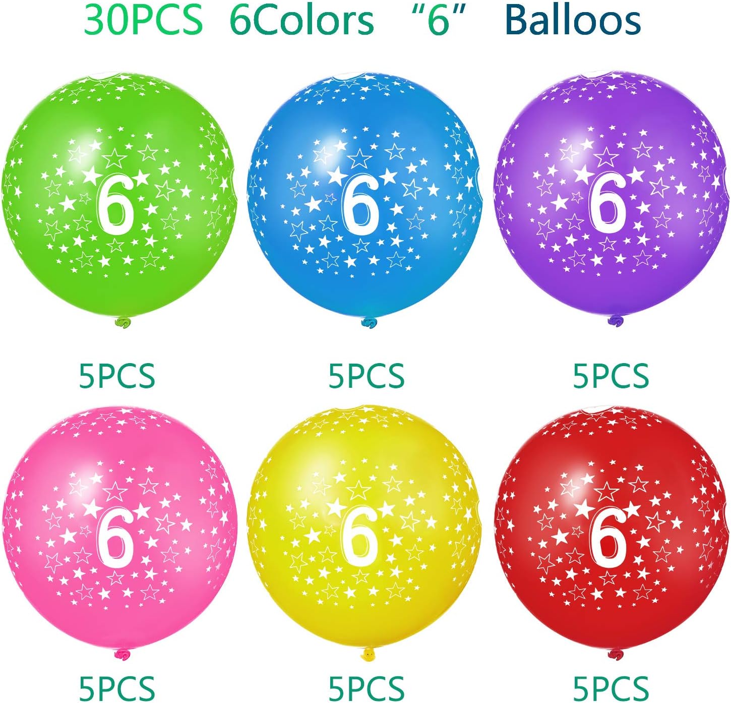 6th Birthday Balloons Sets, Includes 30 Pieces 12 Inches Anniversary ...