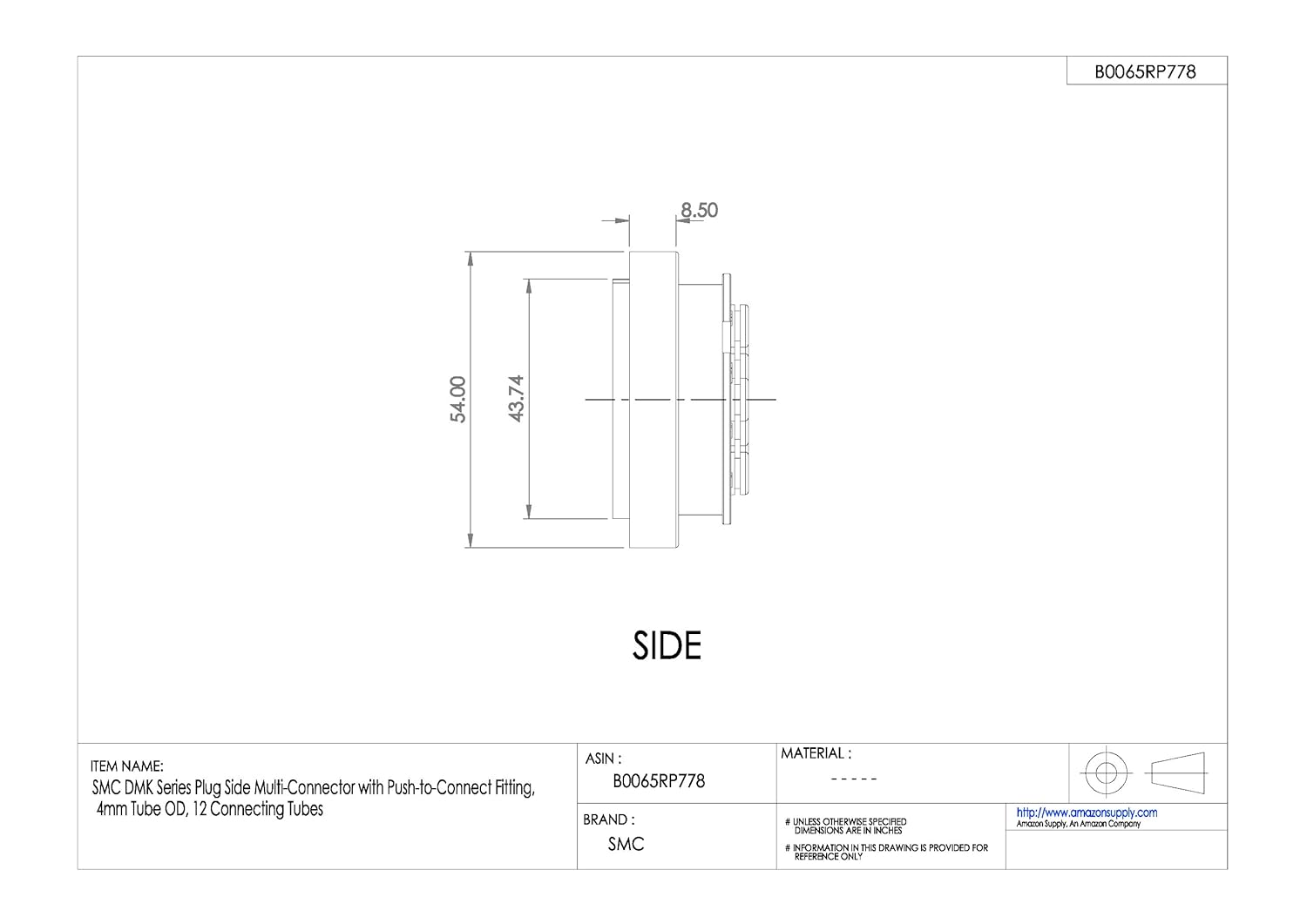 Push-to-connect Fittings 12 Connecting Tubes SMC Corporation of America DMK12P-04 4mm Tube OD ...